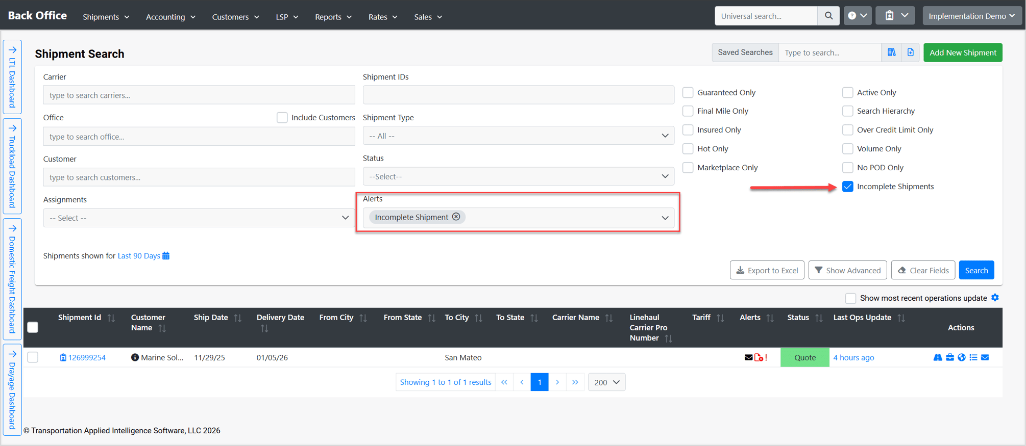 Incomplete Shipment Workflow