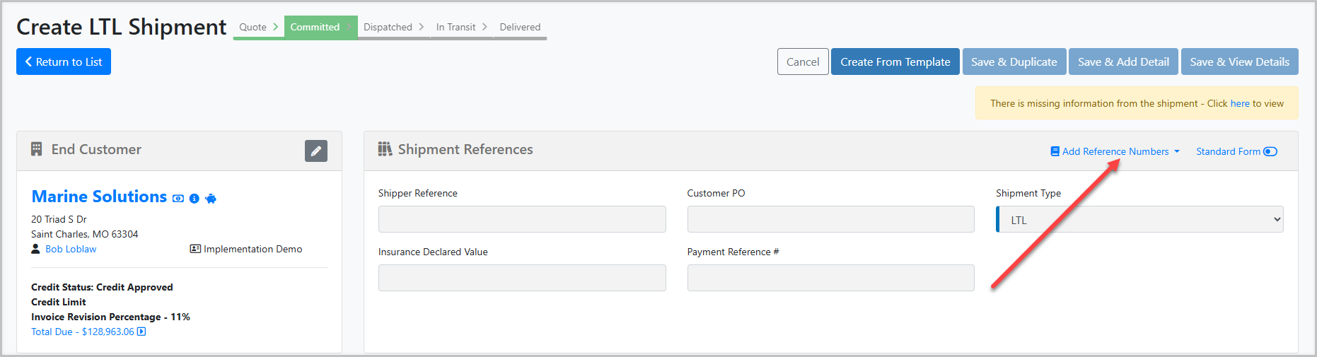 Custom Shipment Reference Numbers