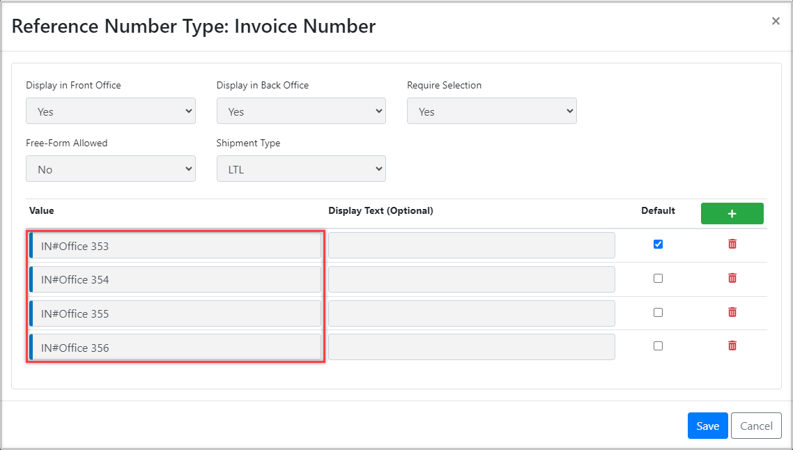 Shipment Reference Numbers