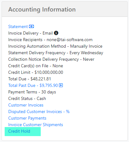 Credit Hold Workflow