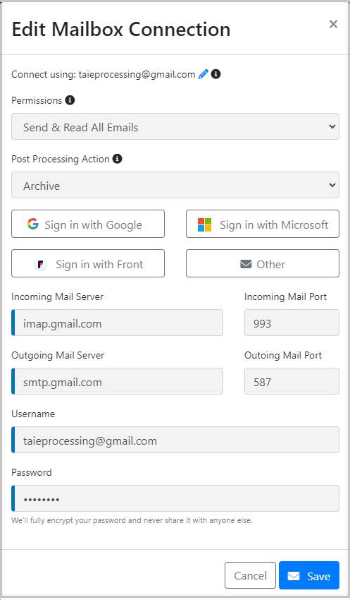 IMAP- Staff Mailbox Configuration