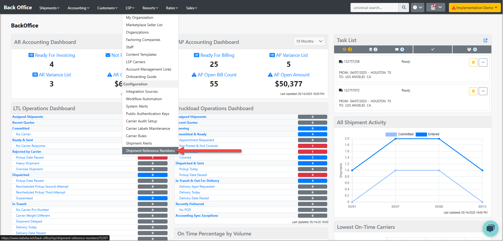 Custom Shipment Reference Numbers