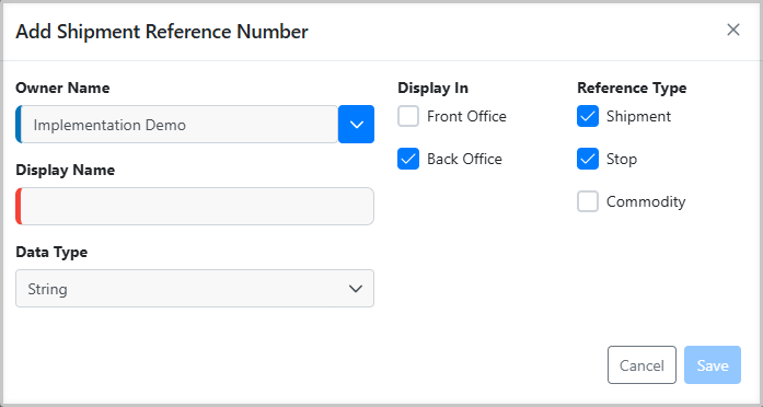 Custom Shipment Reference Numbers