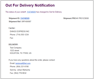 Consignee Upcoming Delivery Notices