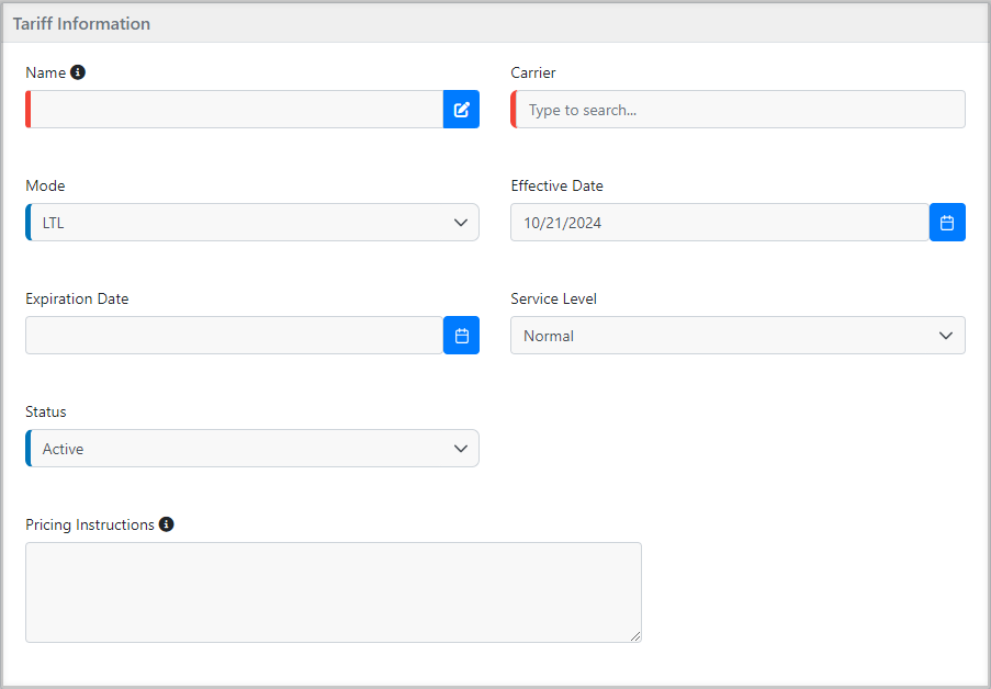 How to Create Manual Tariffs